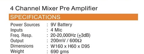 4 Channel Mixer Pre Amplifier – CÔNG TY TNHH CÔNG NGHỆ T-NEXT TECHNOLOGIES